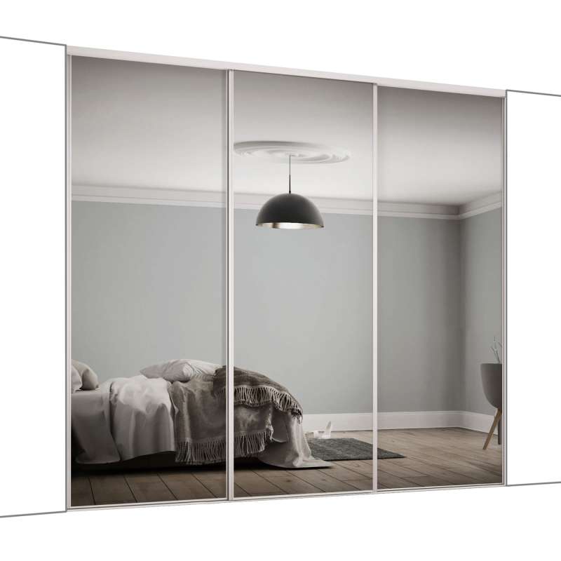 Classic Platinum White Frame & Mirror Kit: 3 x 762mm doors (2216mm wide ...